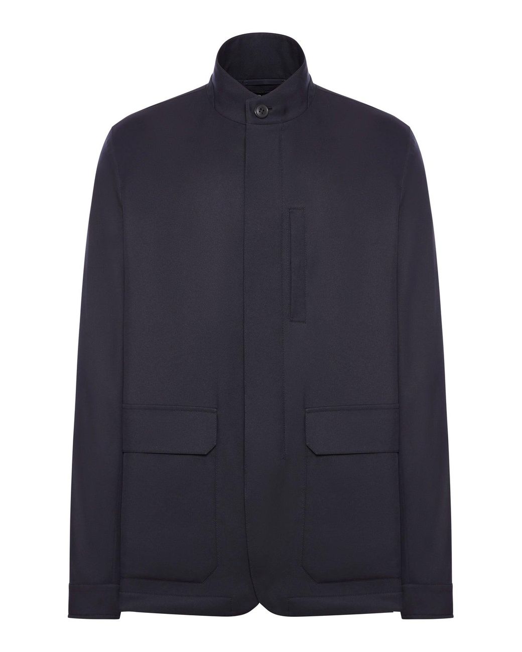 ZEGNA Jacket With Hidden Closure in Blue for Men | Lyst
