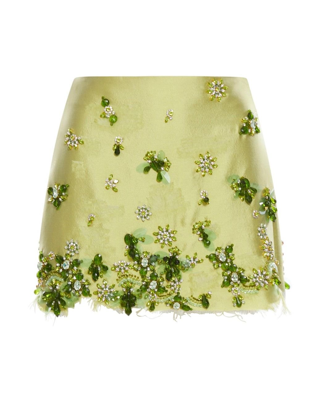 Prada Silk Mini Skirt With Applications in Green | Lyst