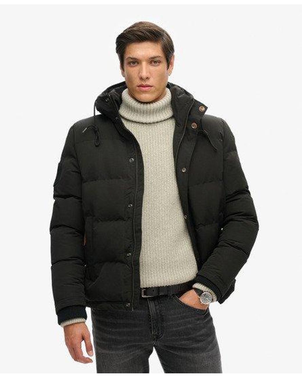 Superdry Everest Hooded Puffer Jacket in Black for Men | Lyst UK