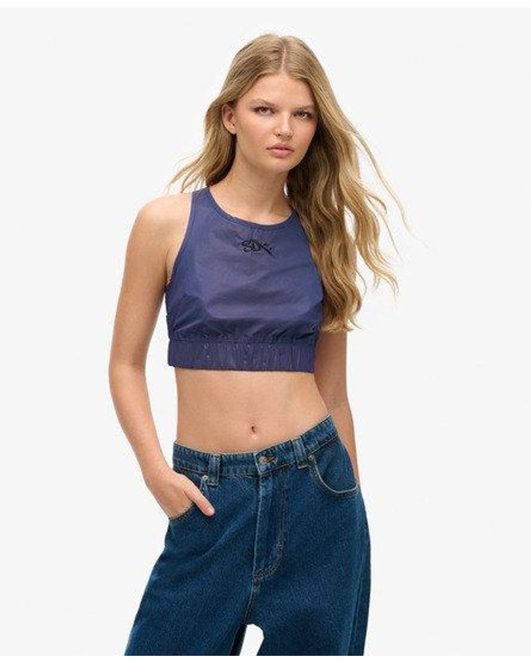 Superdry Sdx Limited Edition Sdx Reflective Crop Top in Blue | Lyst