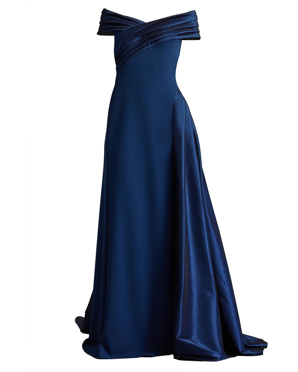 Tadashi Shoji Elysian Draped Overlay Train Gown in Blue | Lyst