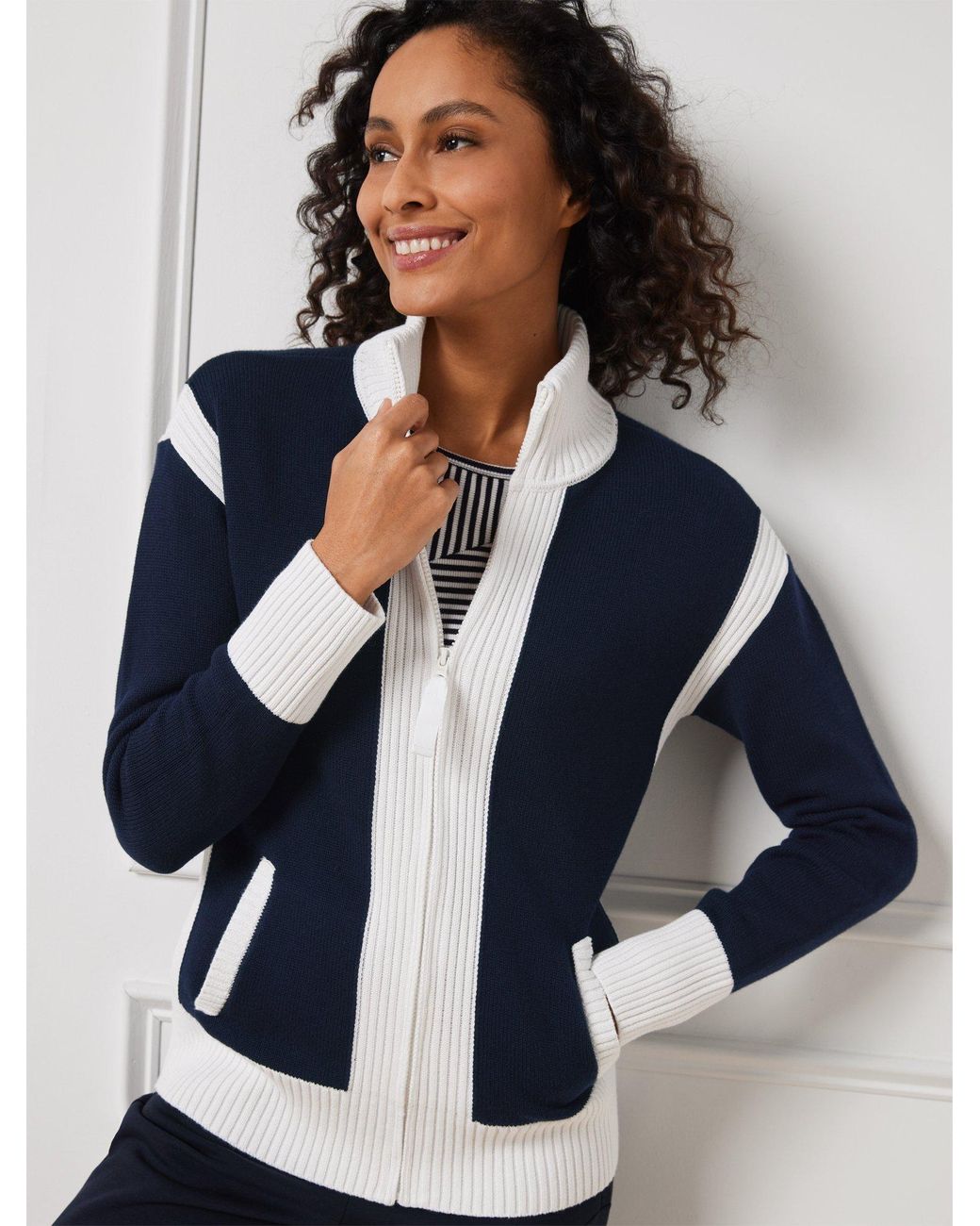 Talbots Coolmax® Mockneck Sweater Jacket in Blue | Lyst
