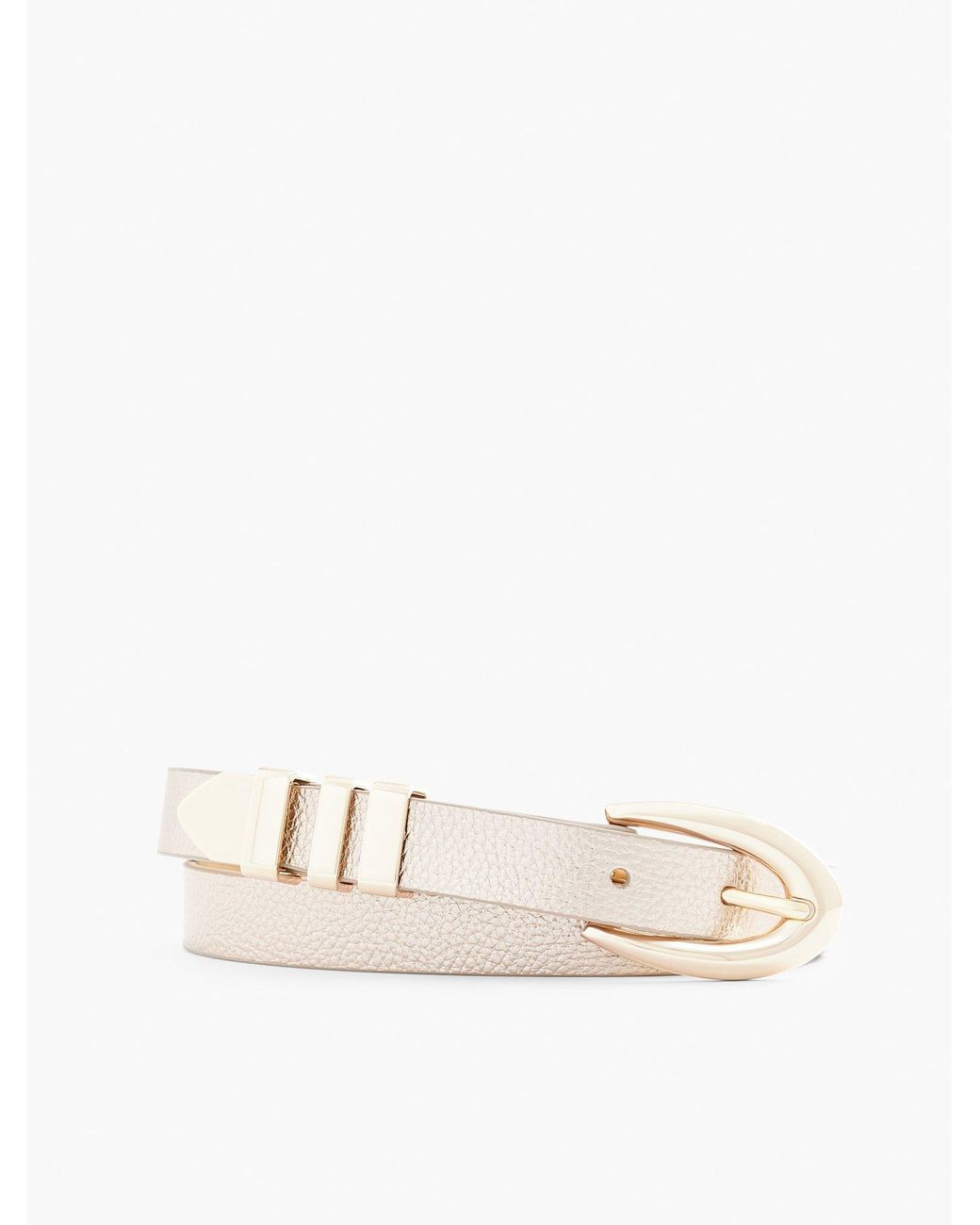 Talbots Metallic Pebble Leather Western Belt in Natural | Lyst