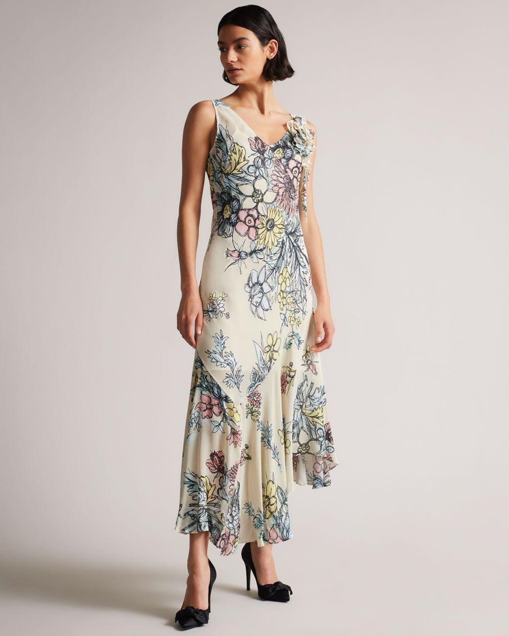 Ted Baker Floral Sheer Dress In White Lyst