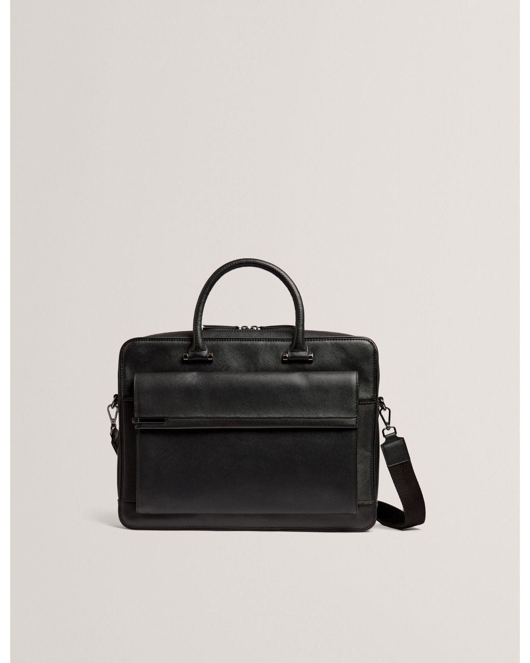Ted Baker Sanndro Crosshatch Faux Leather Laptop Bag in Black for Men ...