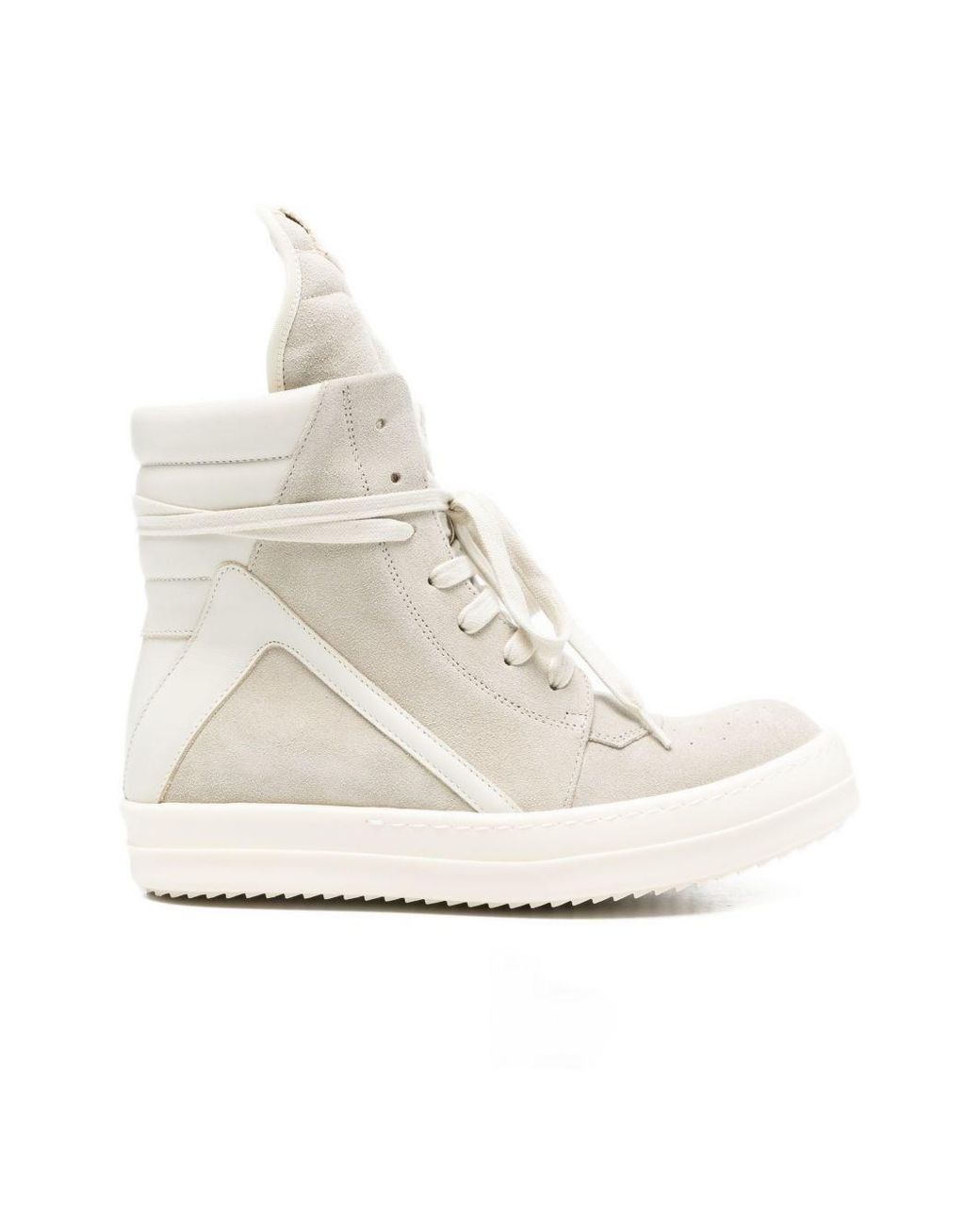 Rick Owens Geobasket Leather Sneakers In White Lyst Uk