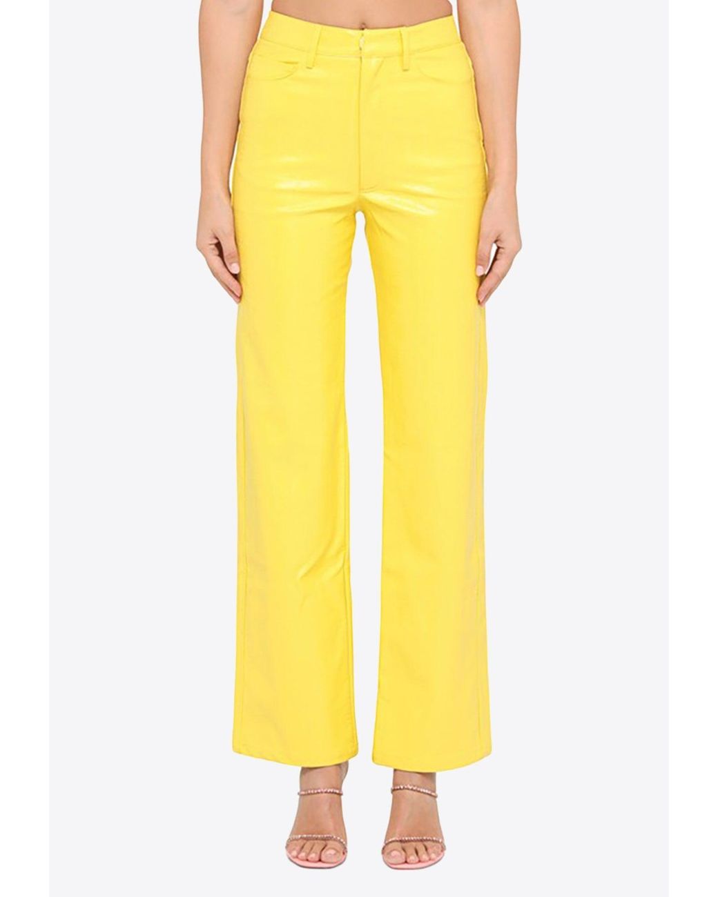 ROTATE BIRGER CHRISTENSEN Faux Leather Pants in Yellow | Lyst ROTATE BIRGER CHRISTENSEN Faux Leather Pants in Yellow | Lyst