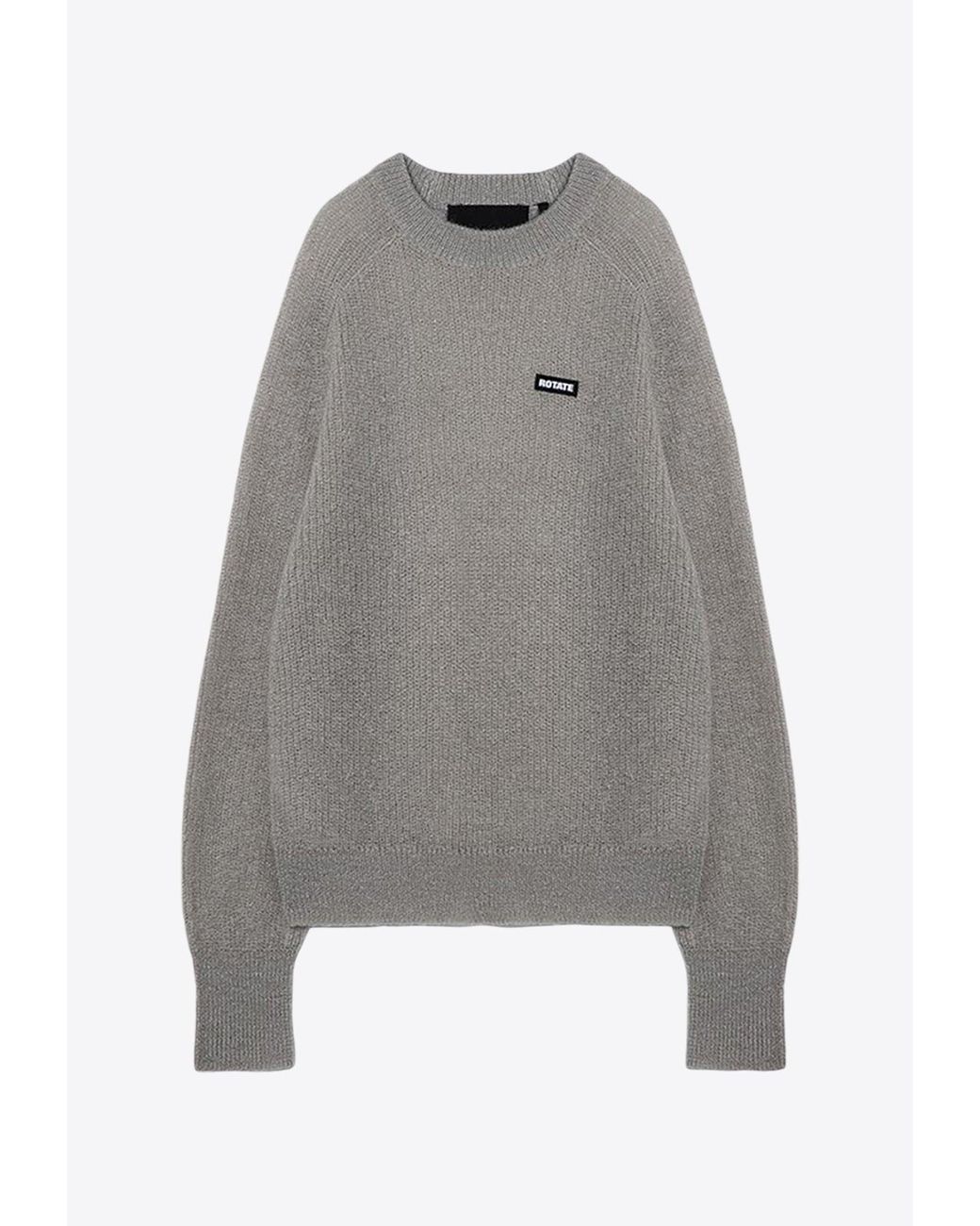 ROTATE BIRGER CHRISTENSEN Logo-Patch Mohair-Blend Sweater in Gray | Lyst