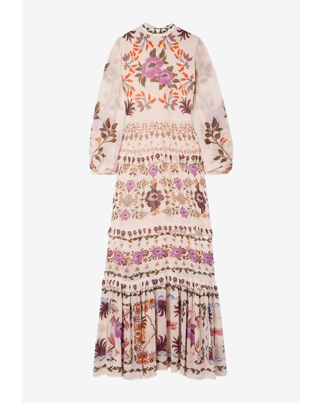 FARM Rio Floral Print Ruffled Viscose Maxi Dress in White | Lyst