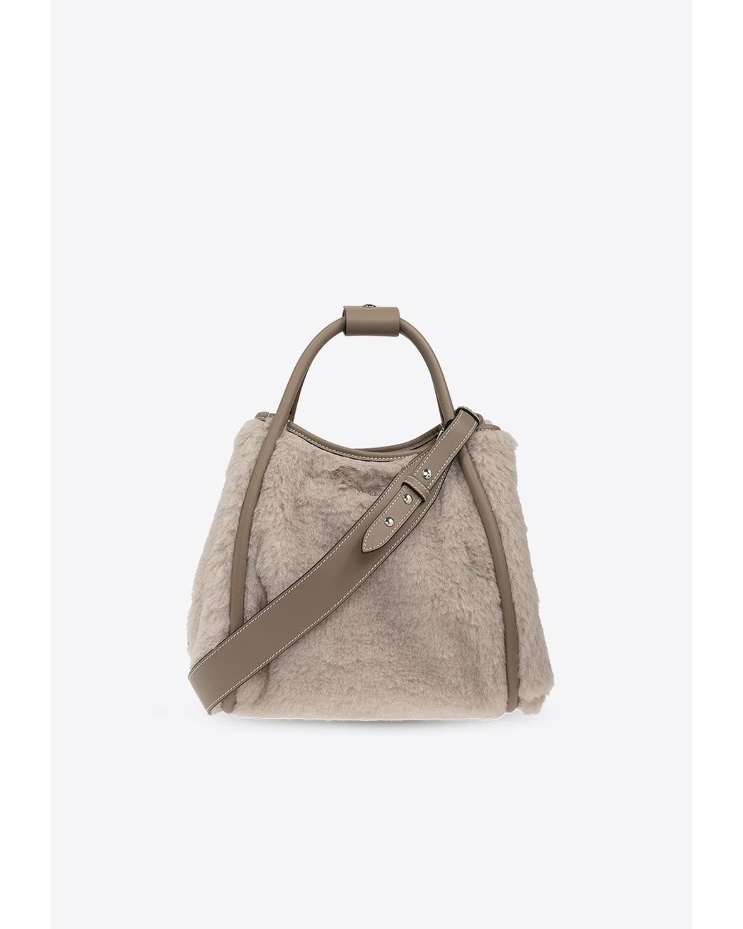 Max Mara Small Marine Cashmere And Leather Tote Bag in Natural | Lyst