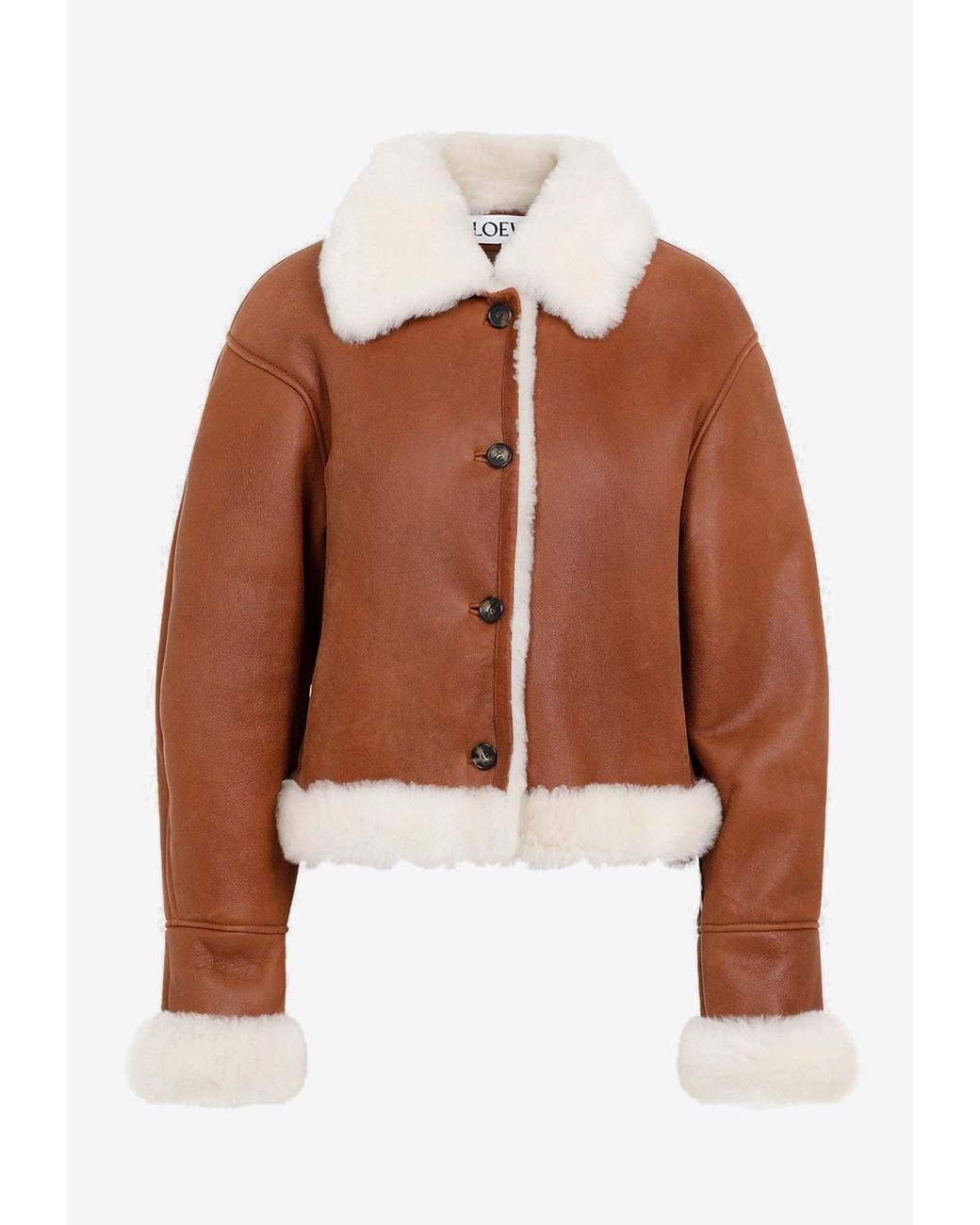Loewe Shearling Leather Jacket For in Brown | Lyst