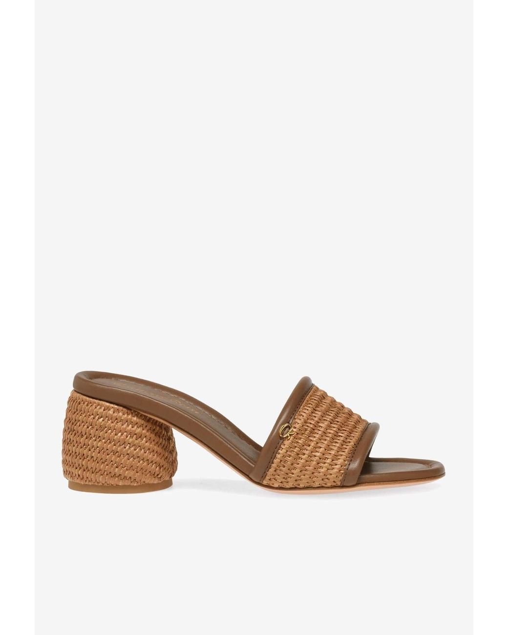 Gianvito Rossi Amami 60 Leather And Raffia Sandals in Natural | Lyst