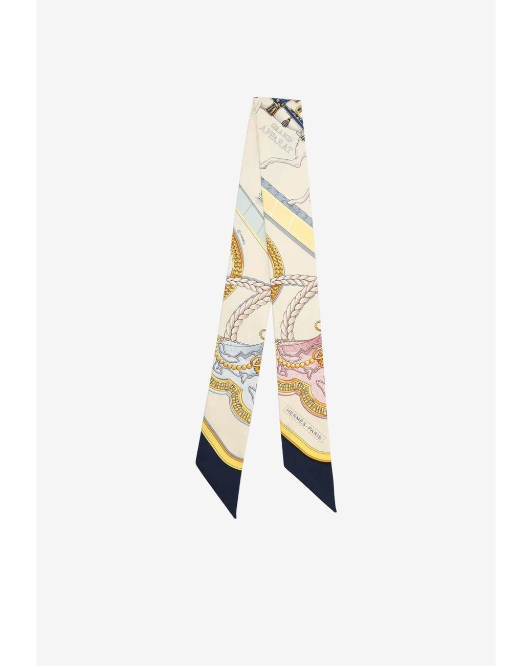 Hermès Grand Apparat Silk Twilly in White | Lyst