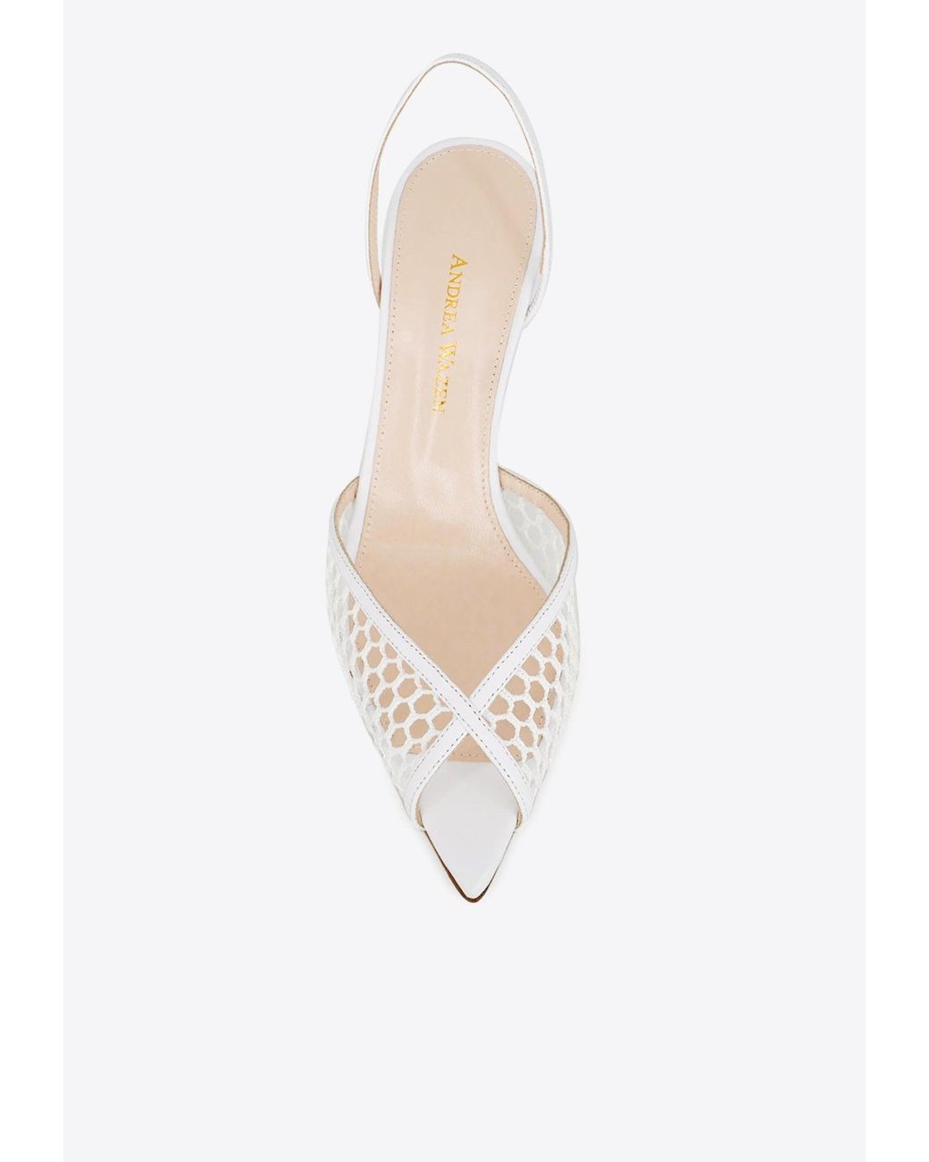 Andrea Wazen Katy 85 Slingback Net Sandals in White | Lyst