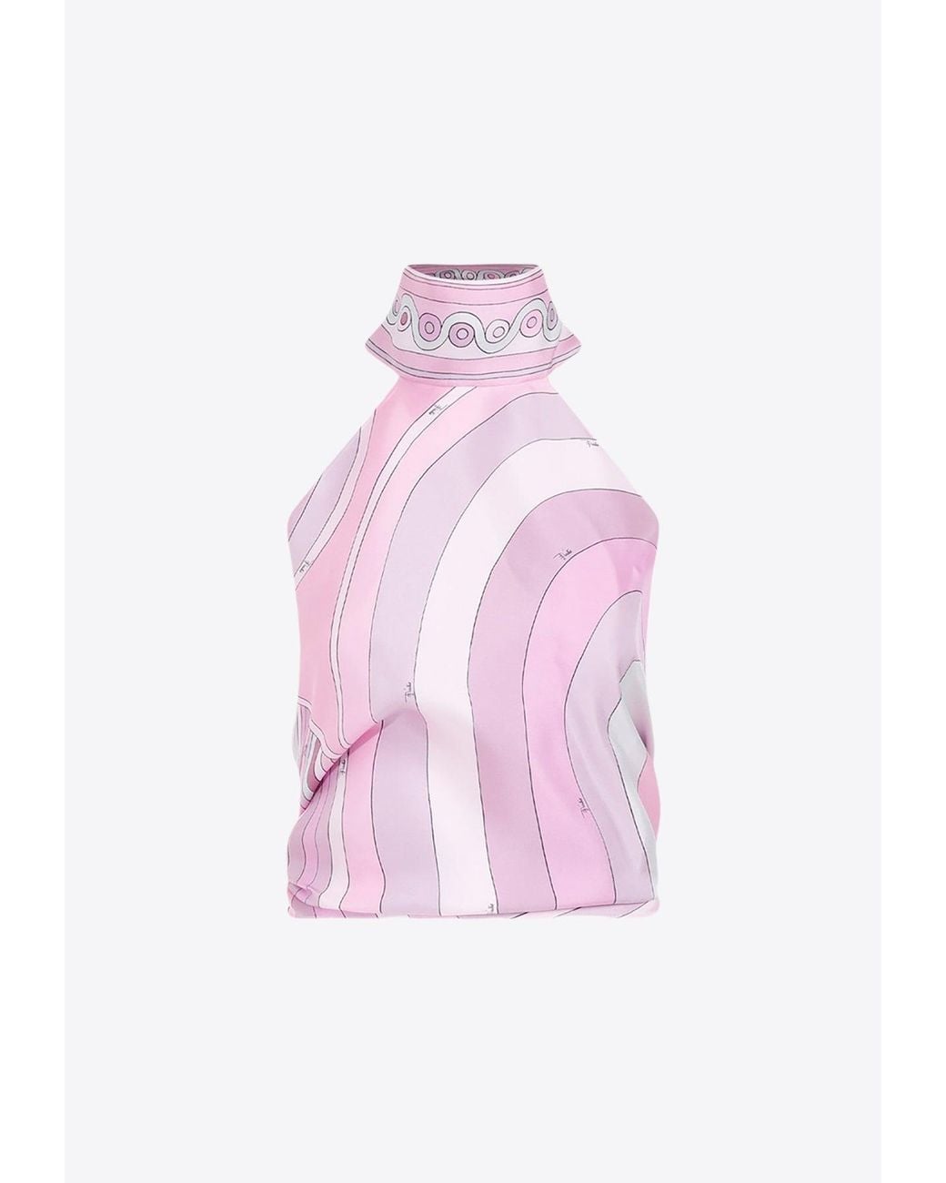 PUCCI Iride Silk Halter Neck Top in Pink | Lyst