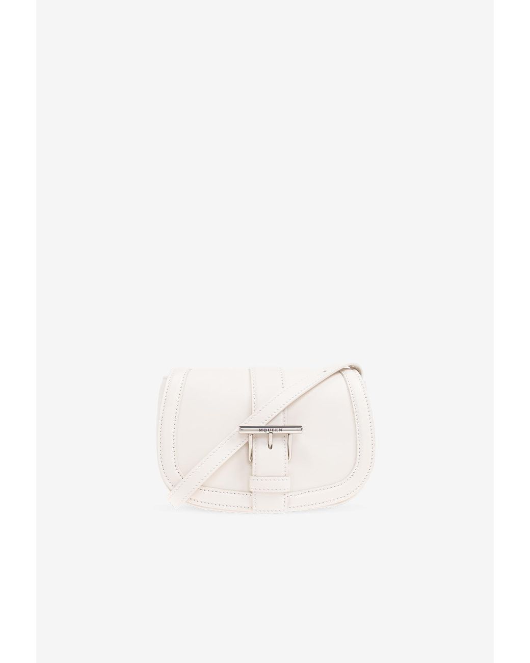 McQueen Mini T-Bar Leather Shoulder Bag in White | Lyst