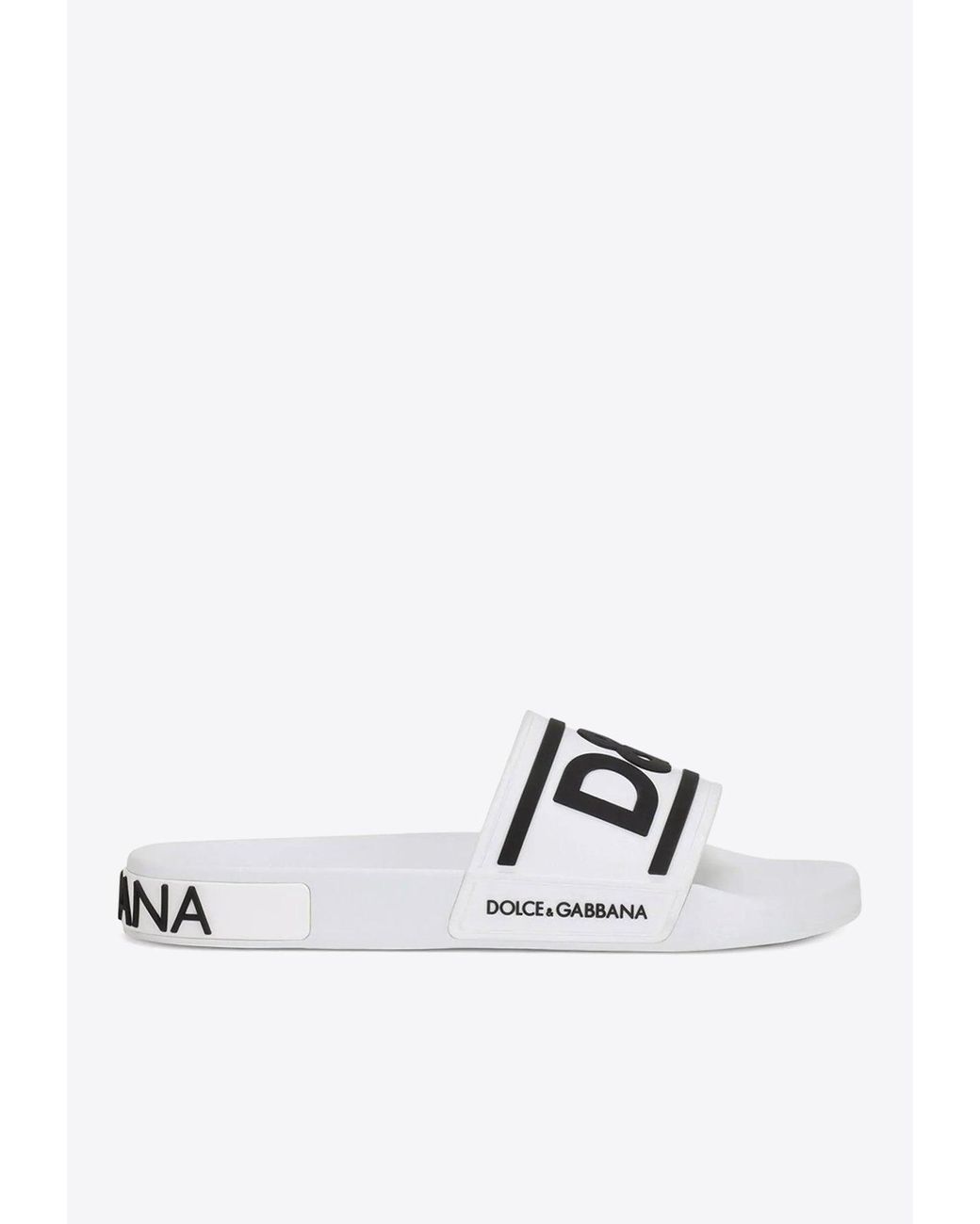 Dolce & Gabbana Contrasting Dg Logo Rubber Slides in White for Men | Lyst