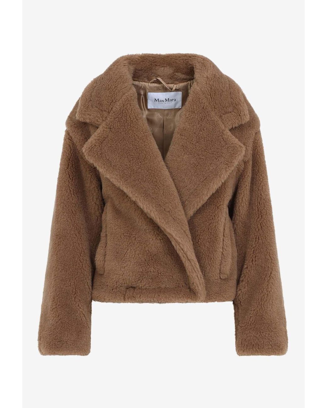 Max Mara Gardone Teddy Short Coat in Brown | Lyst