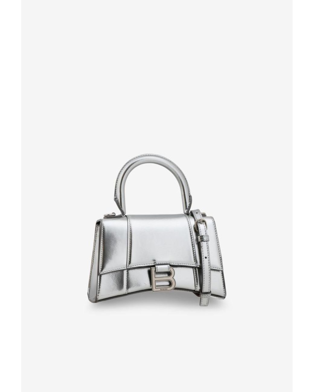 Balenciaga Hourglass Xs Top Handle Bag In Metallic Calfskin | Lyst