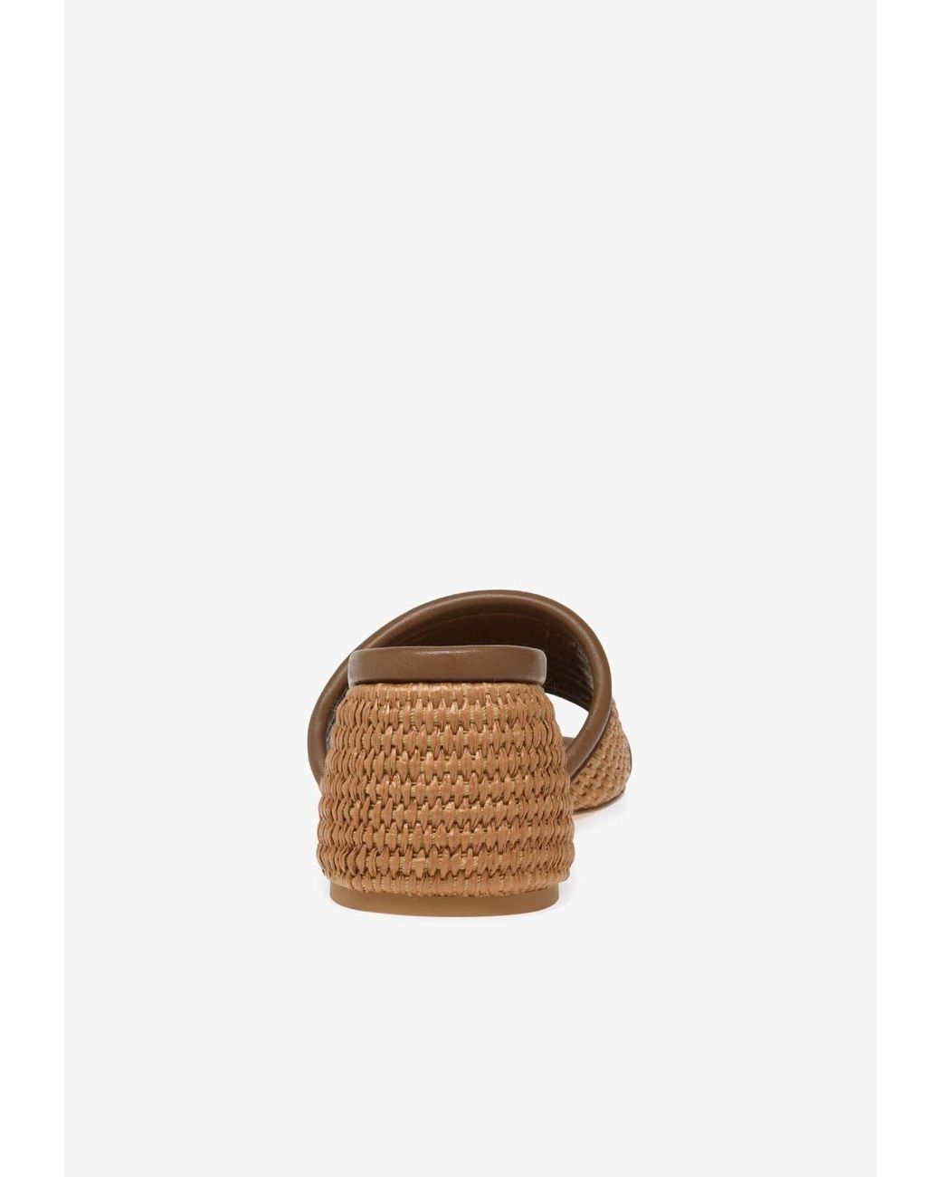 Gianvito Rossi Amami 60 Leather And Raffia Sandals in Natural | Lyst