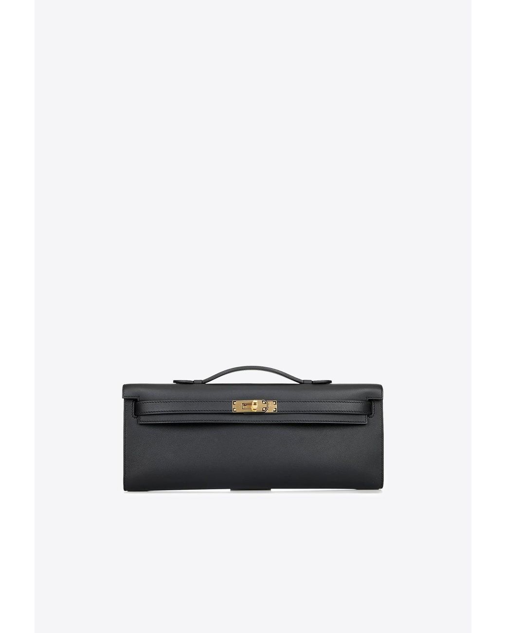 Hermès Kelly Cut Clutch Bag In Black Swift Leather With Gold Hardware ...