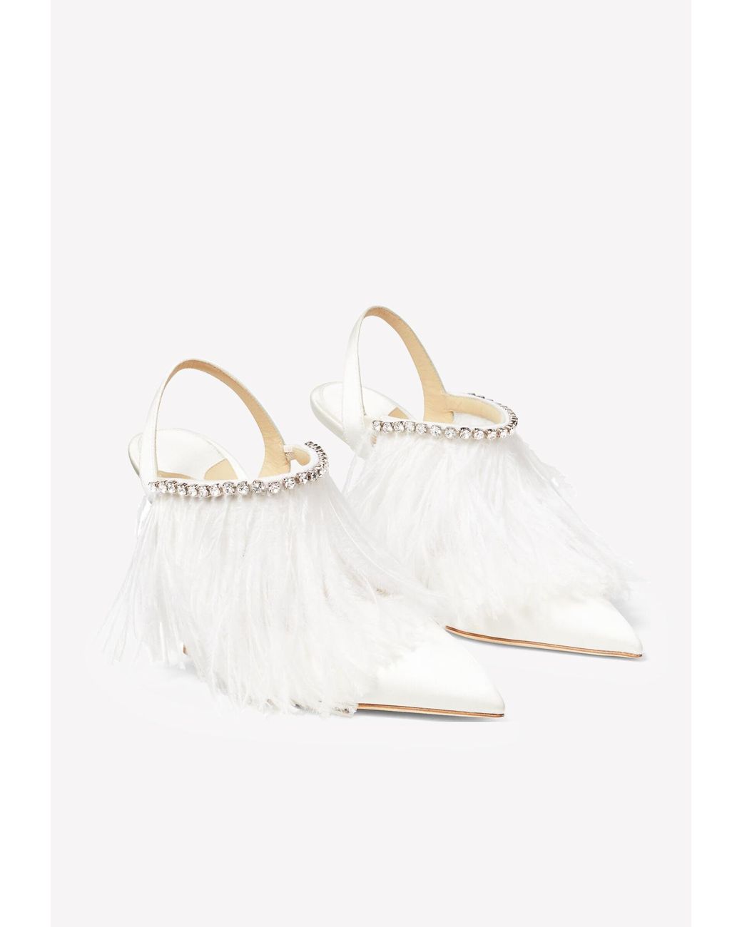 Jimmy Choo Ambre 100mm Feathered Pumps in White | Lyst