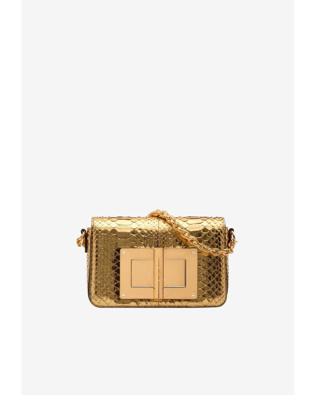Tom Ford Medium Natalia Metallic Python Shoulder Bag in Natural | Lyst