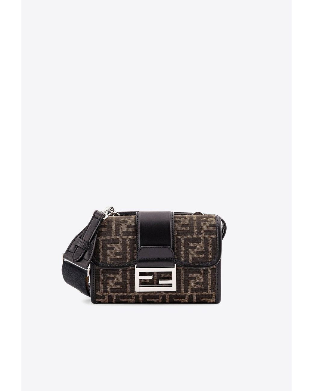Fendi Double Baguette Ff Jacquard Messenger Bag in White for Men | Lyst