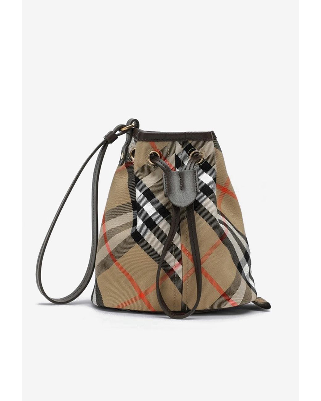 Burberry Vintage Check Drawstring Pouch in Natural | Lyst
