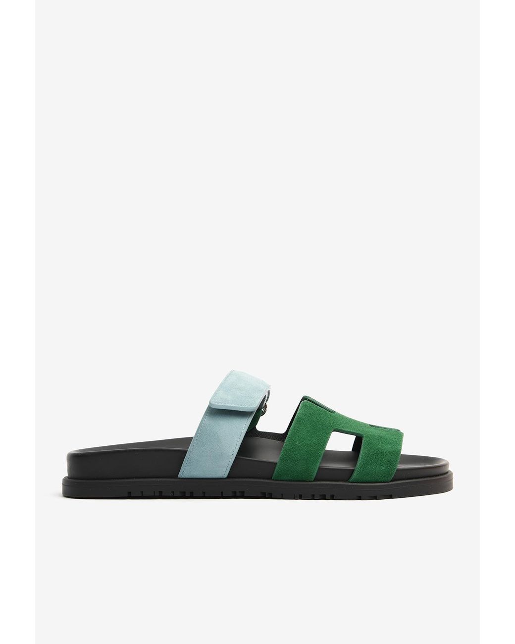 Hermès Chypre Sandals In Suede in Green | Lyst