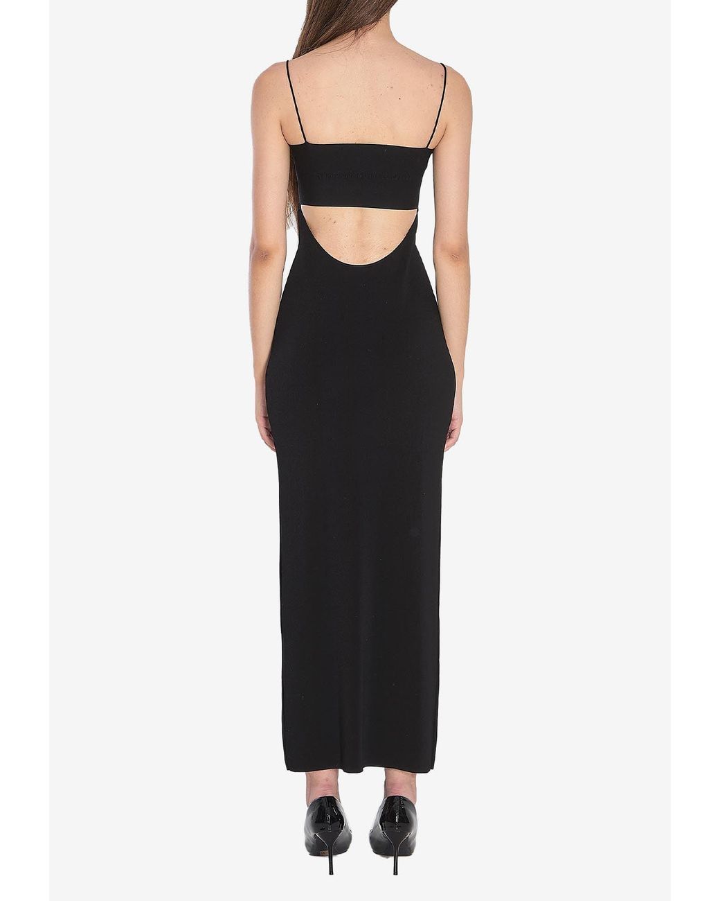 Alexander Wang Cut-Out Maxi Slip Dress in Black | Lyst