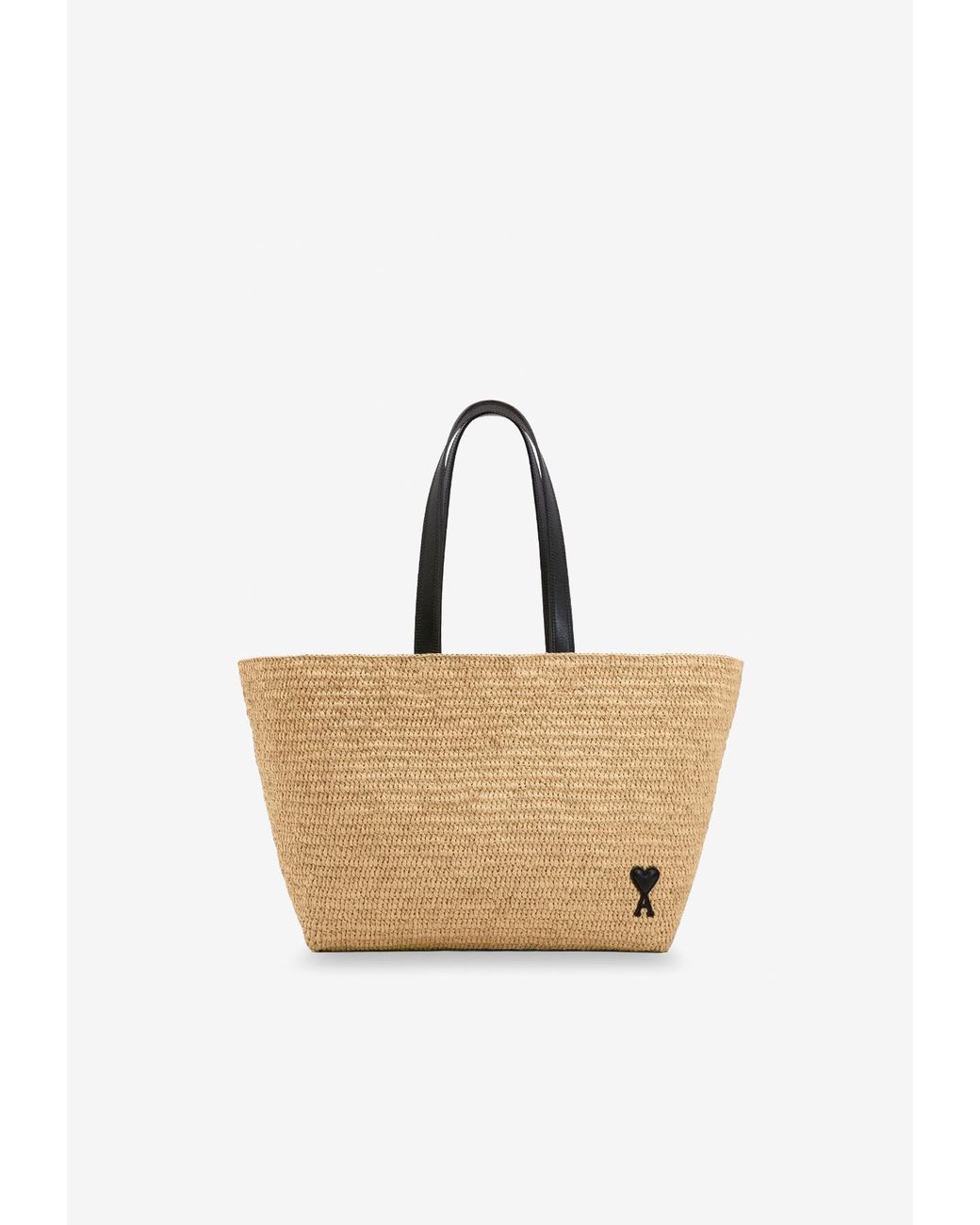 Ami Paris Ami De Coeur Raffia Tote Bag in Natural | Lyst