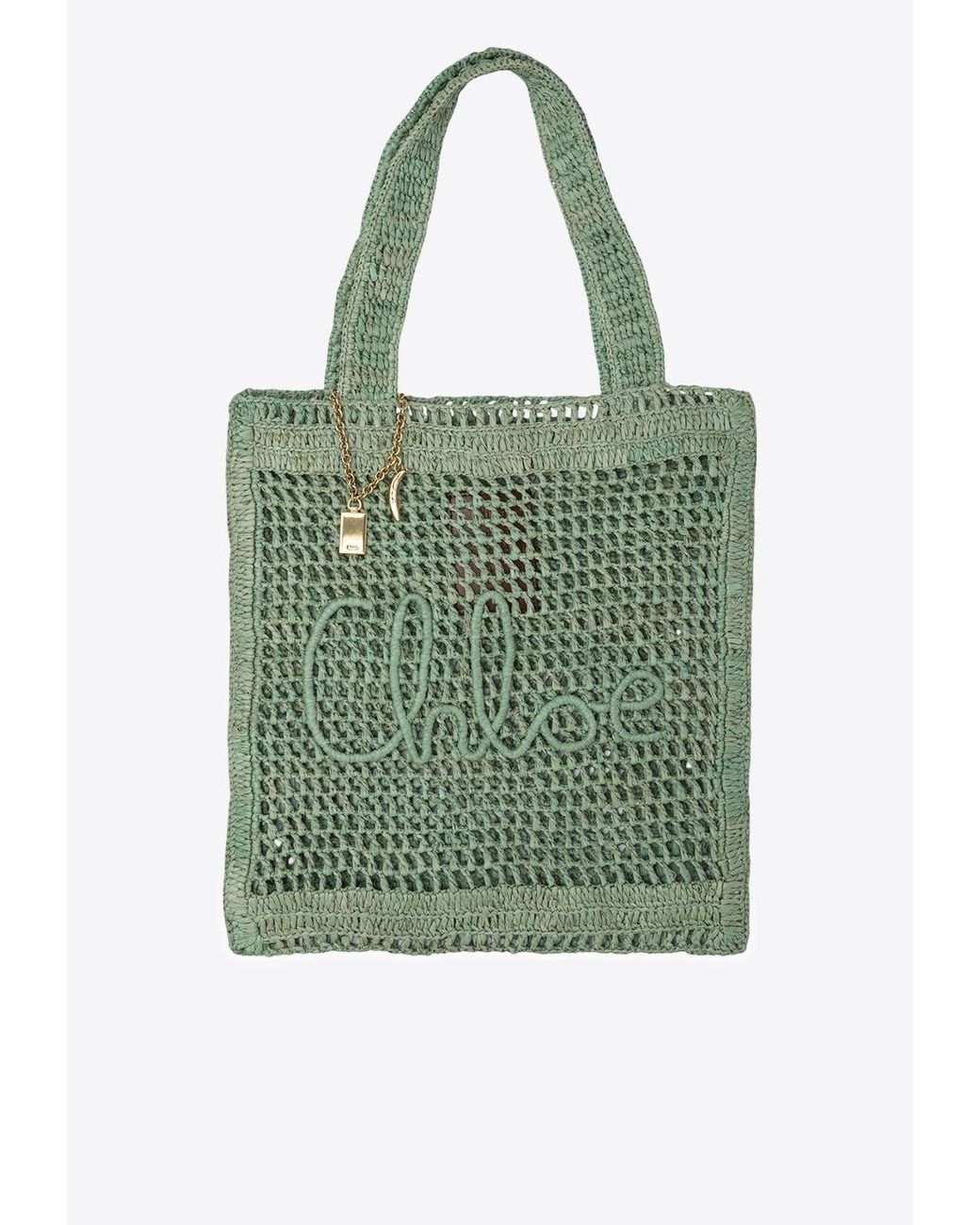 Chloé Summer Banana Raffia Tote Bag in Green | Lyst