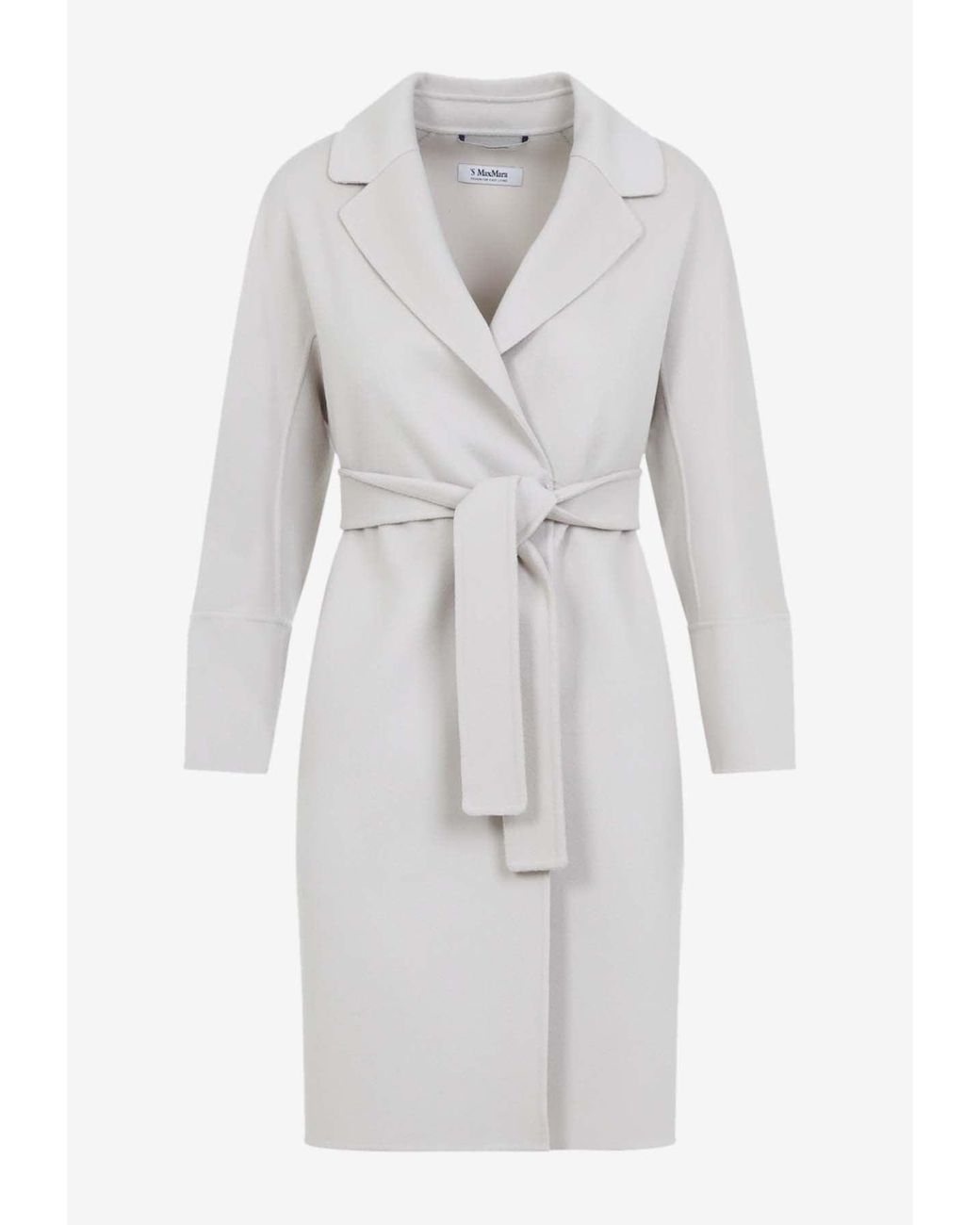 Max Mara Arona Long Wool Coat in White | Lyst