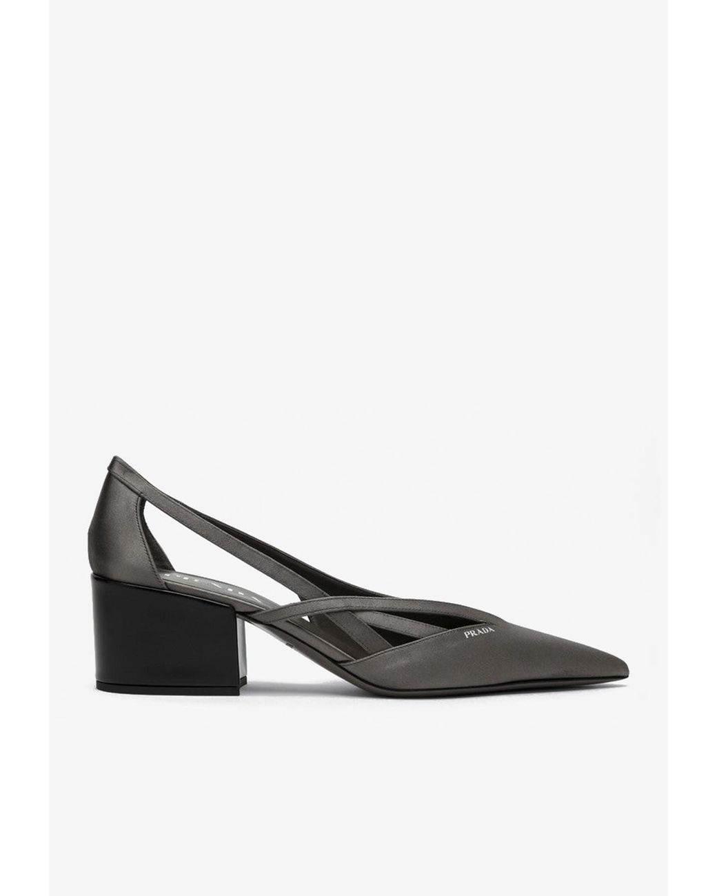 Prada 55 Cut-Out Satin Pumps in White | Lyst