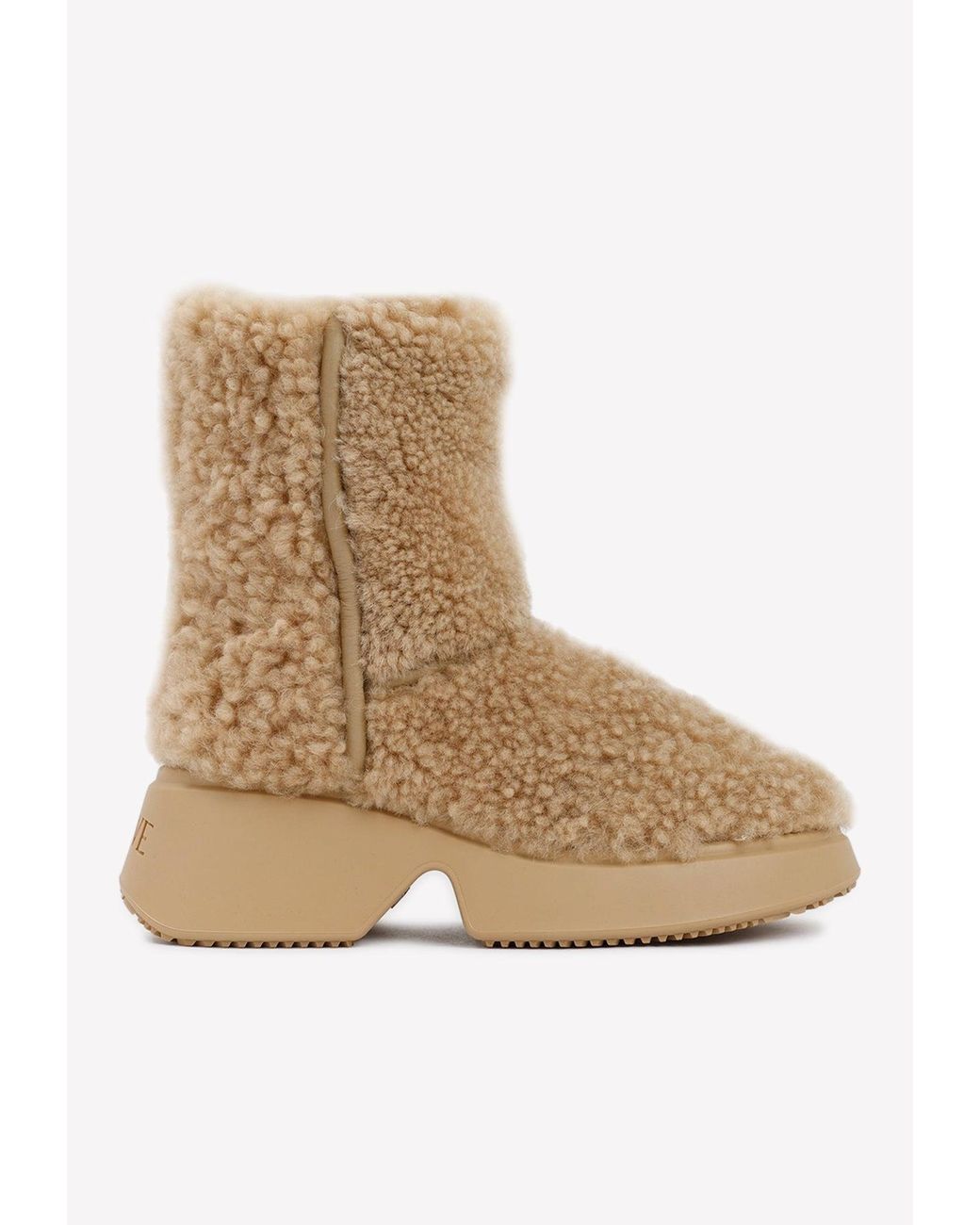 Loewe 70 Shearling Wedge Ankle Boots in Natural for Men | Lyst
