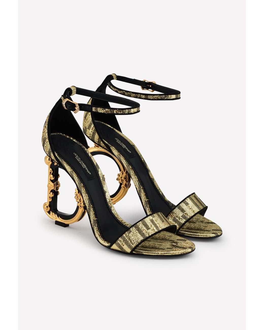 Dolce And Gabbana Keira 105 Dg Baroque Heel Sandals In Jacquard In