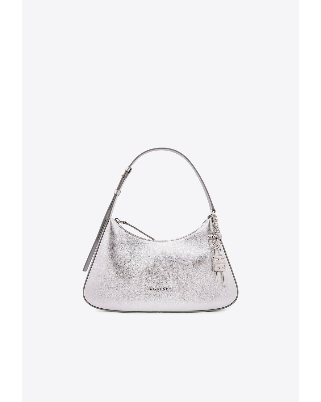 Givenchy Small Lucky Lock Metallic Leather Shoulder Bag in White | Lyst