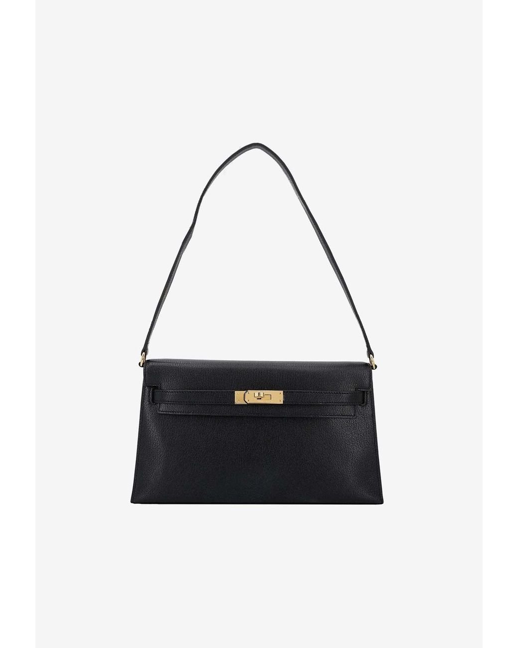 Hermès Kelly Elan In Black Chevre Leather With Gold Hardware in White ...
