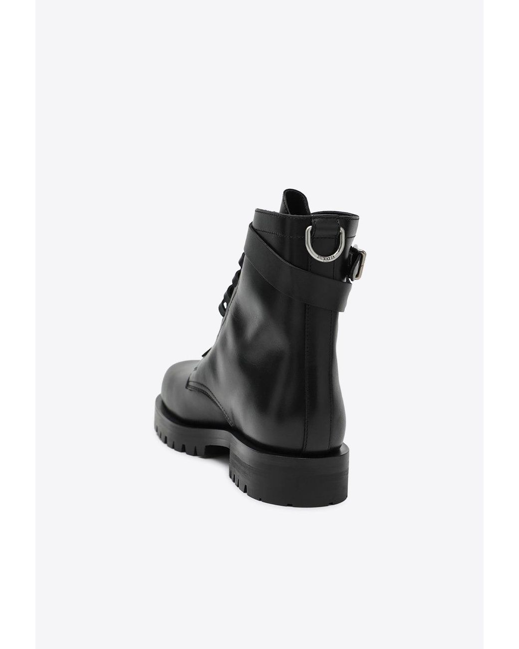 DURAZZI MILANO Leather Combat Boots in Black | Lyst