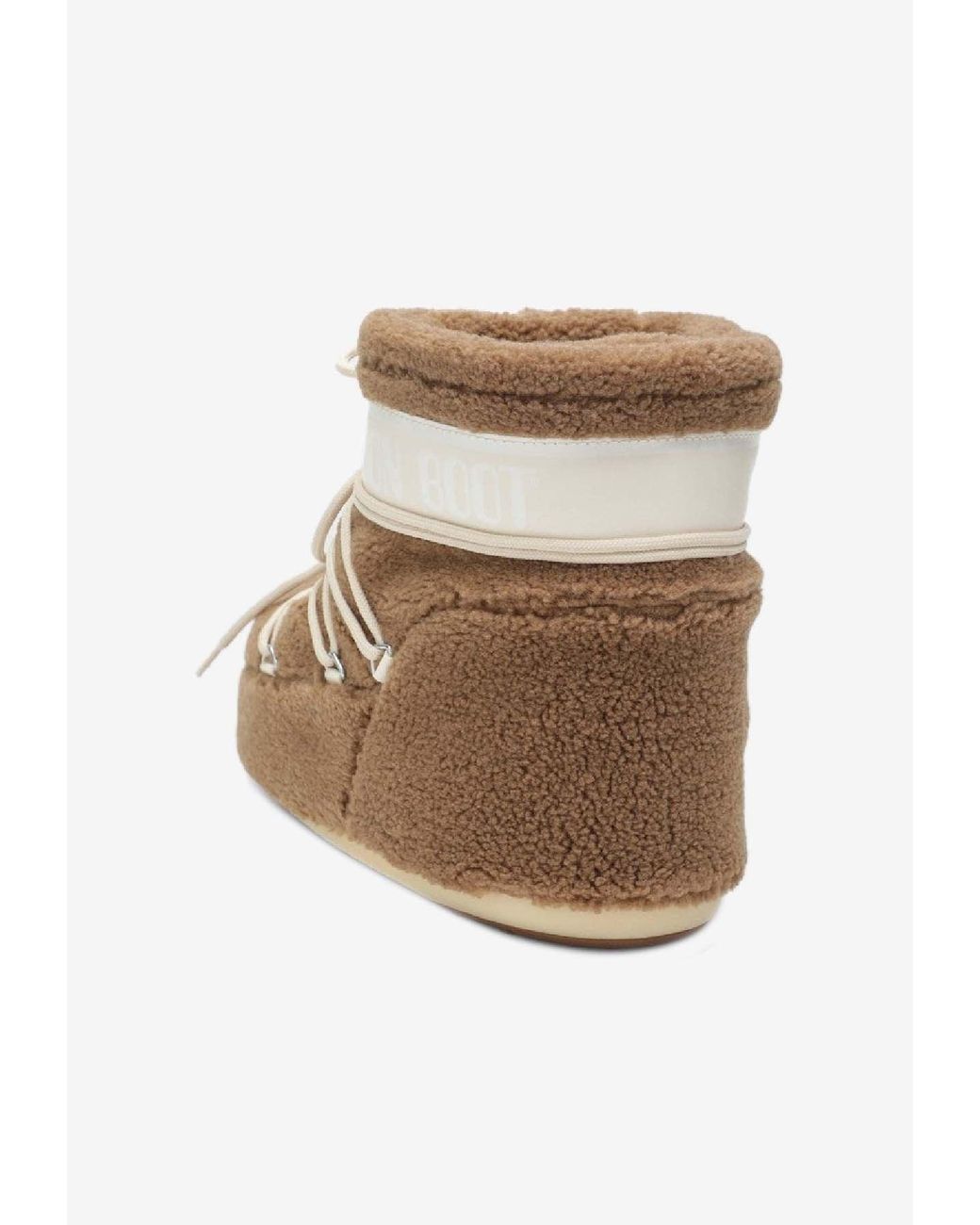 Moon Boot Icon Low Teddy Boots in Natural | Lyst