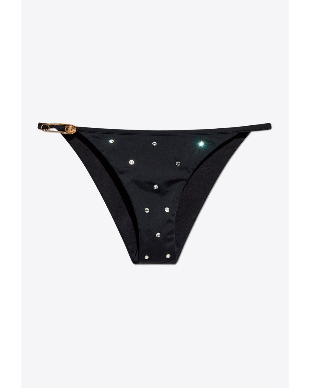 Versace Crystal-Embellished Bikini Bottoms in Black | Lyst