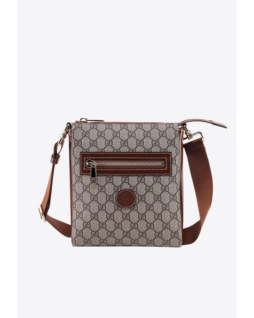 Gucci Small Gg Supreme Messenger Bag in White for Men | Lyst