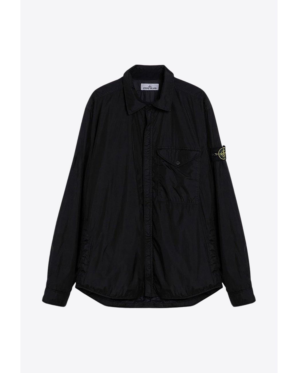 Stone Island Logo-Patch Nylon Overshirt in Black for Men | Lyst