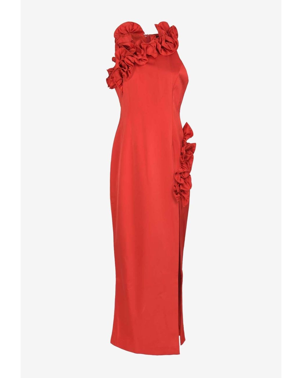 Mossman Revelations Ruffled Midi Dress in Red | Lyst