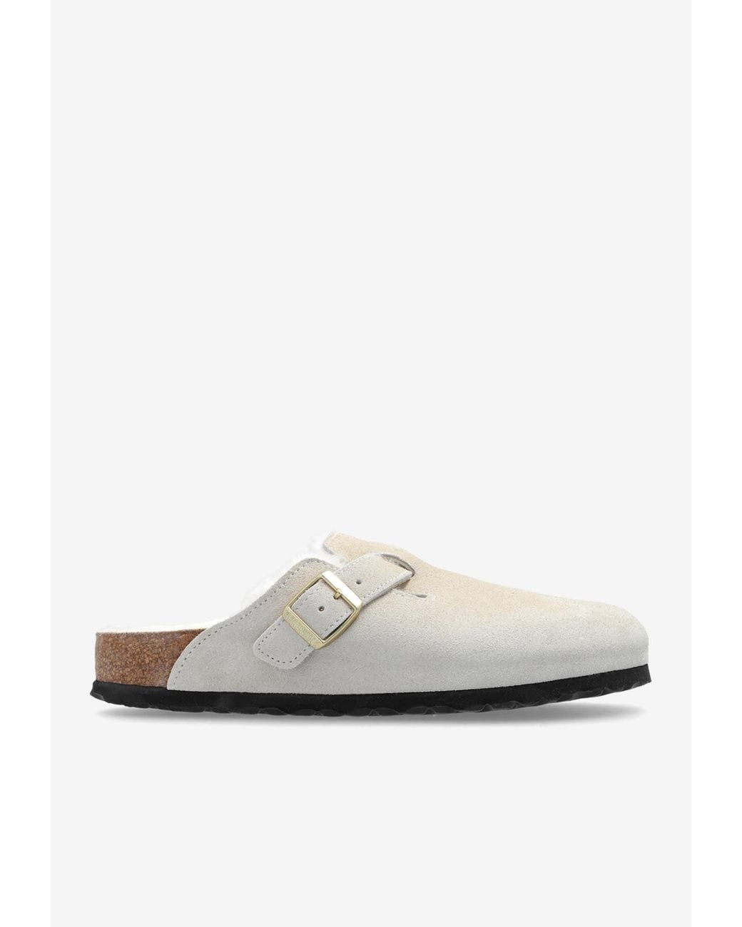 Birkenstock Boston Shearling Suede Clogs in White | Lyst