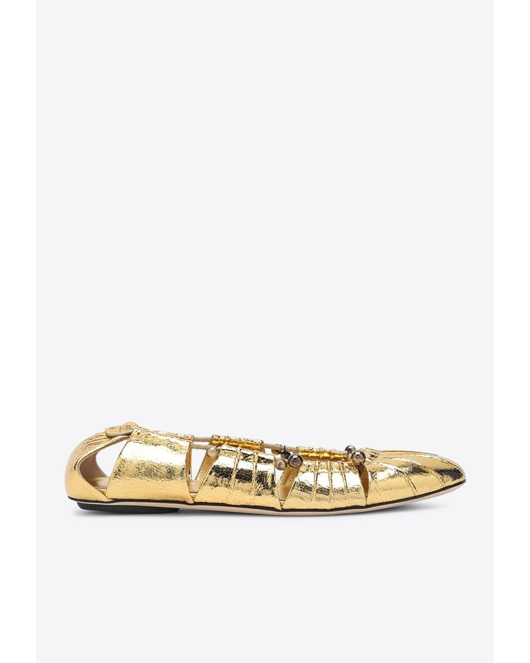 Chloé Luna Cut-Out Metallic Ballet Flats in White | Lyst