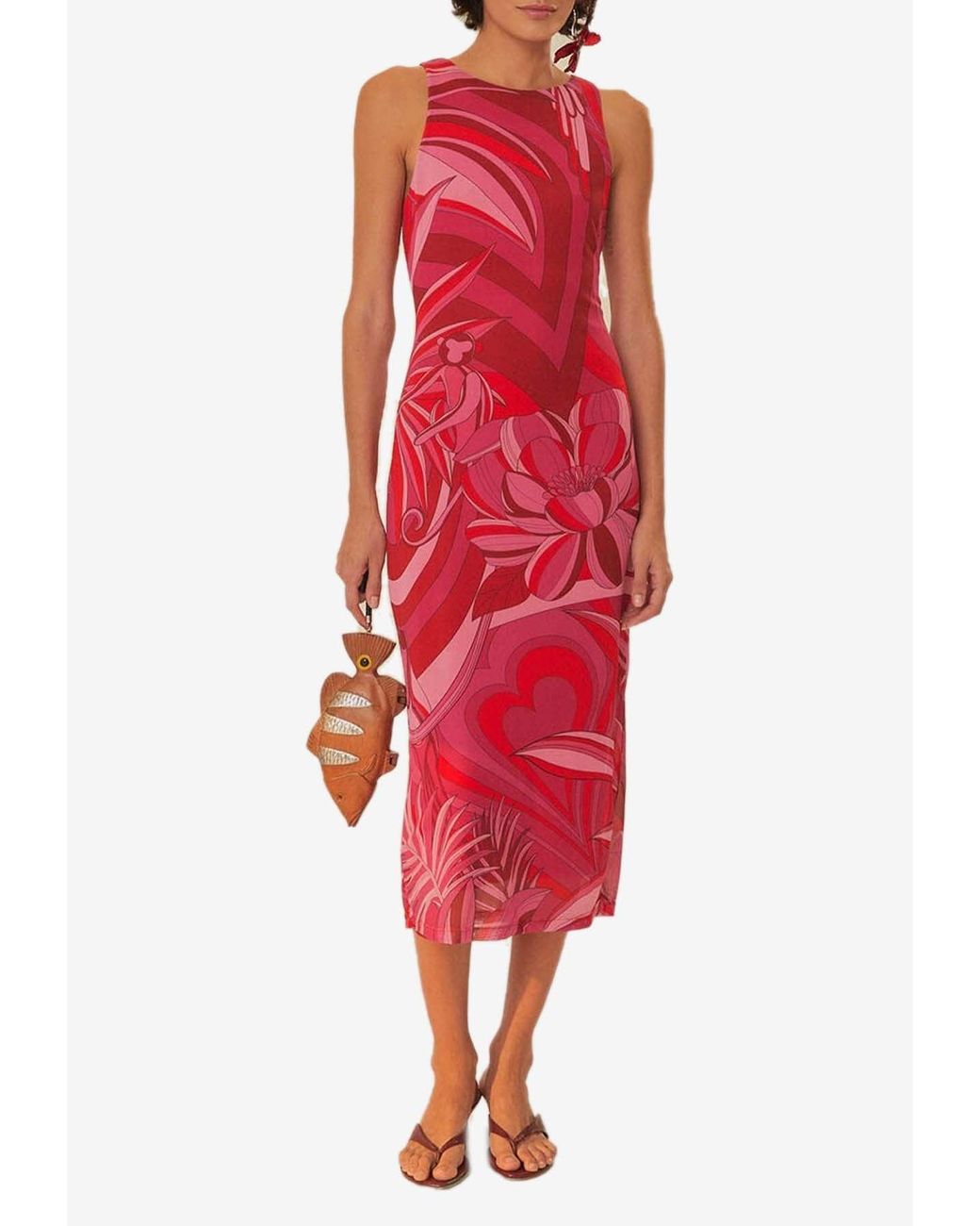 FARM Rio Endless Summer Floral Midi Dress in Red | Lyst