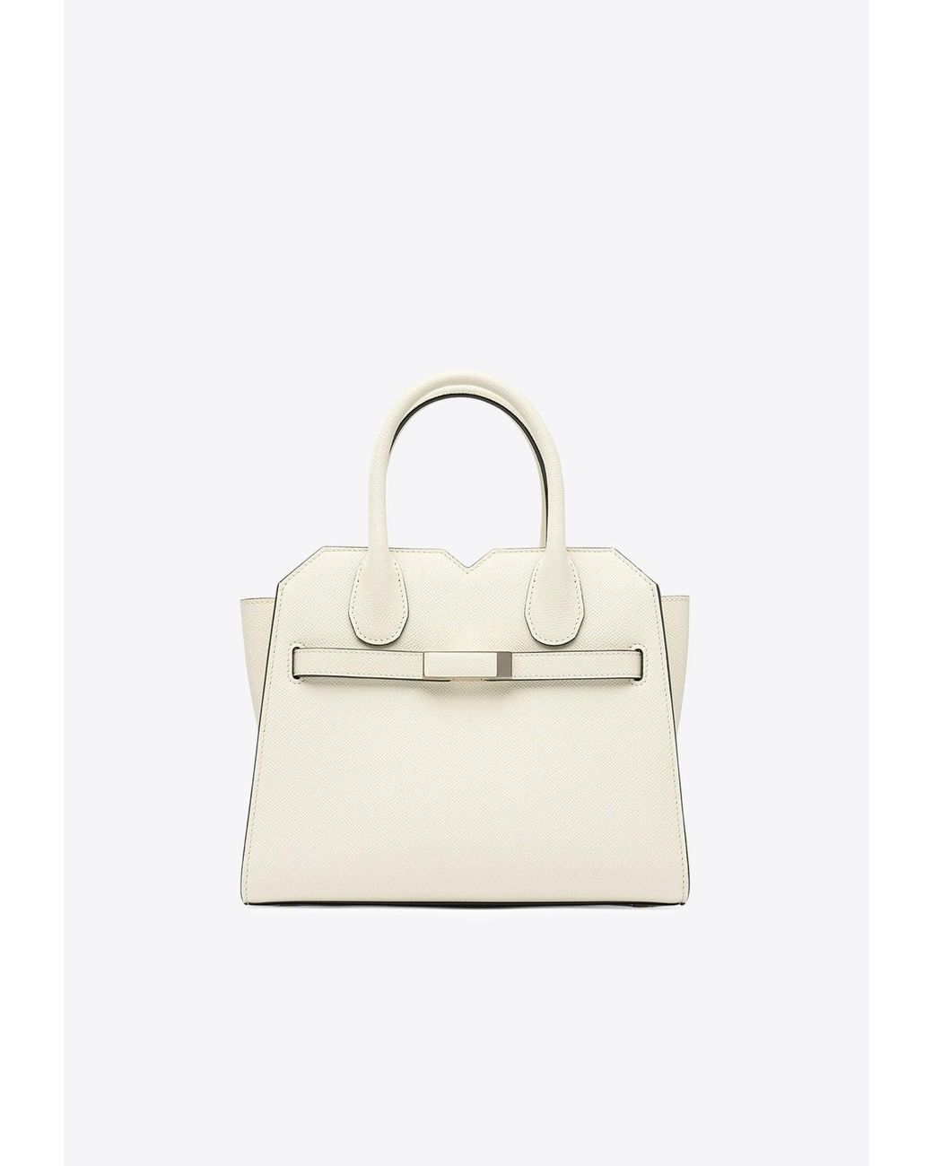 Valextra Mini Milano Leather Top Handle Bag in White | Lyst