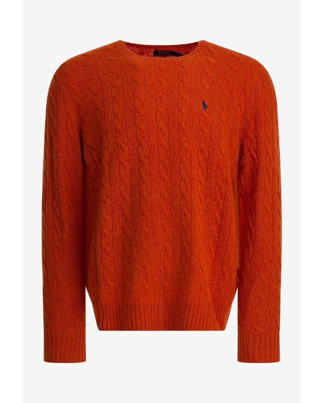Polo Ralph Lauren Cable Knit Pony Wool Sweater in Orange for Men | Lyst